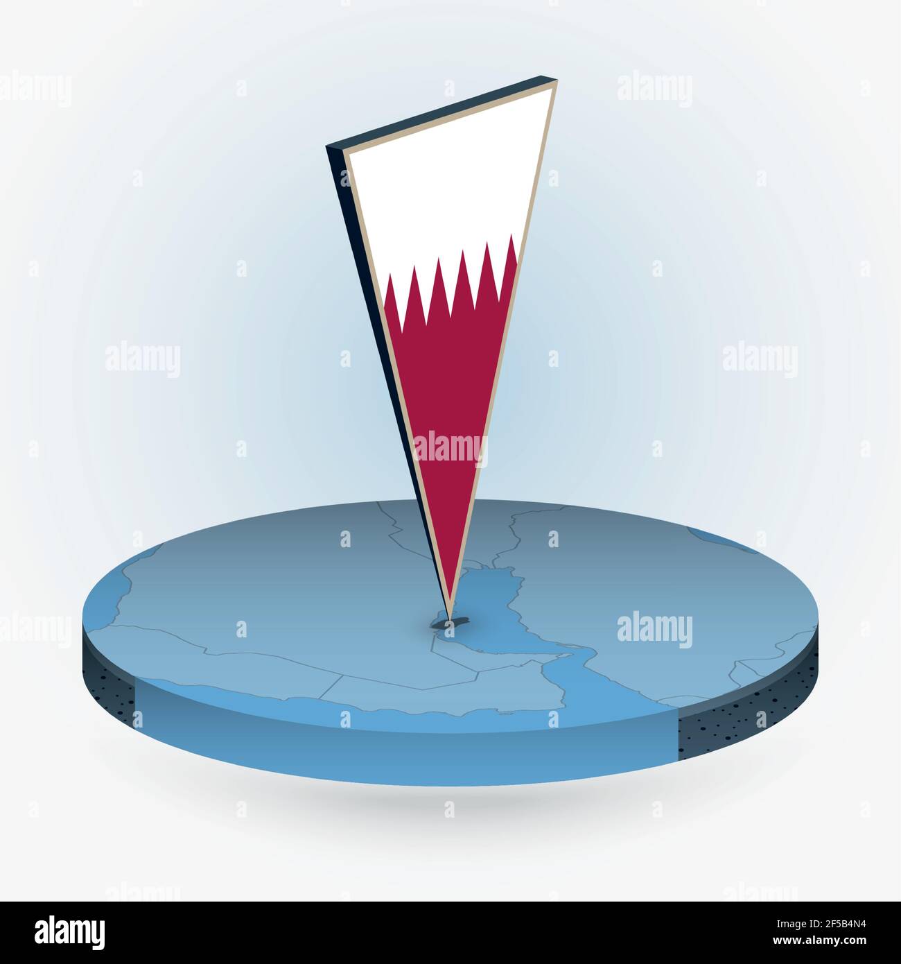 Carte du Qatar en style isométrique rond avec drapeau triangulé en 3D ...