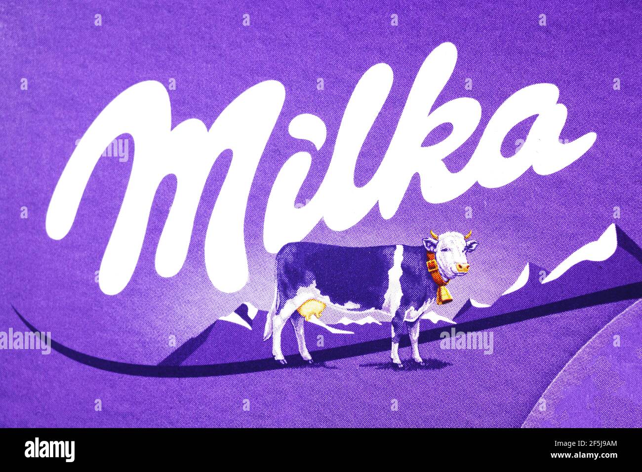 Kharkov, Ukraine - 24 mars 2021 : gros plan du logo Milka, logo de la ...