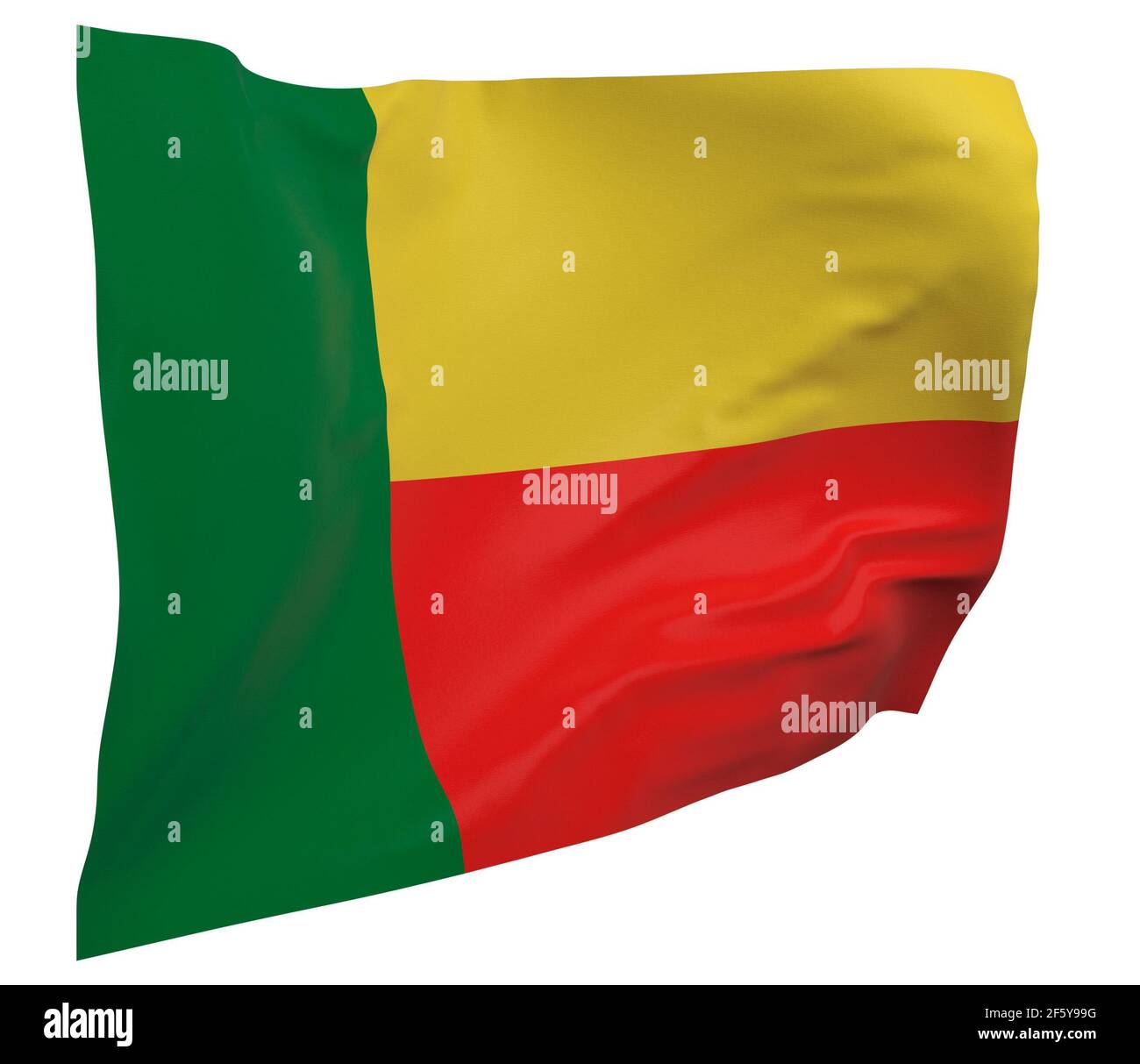 Drapeau Bénin isolé. Bannière onduleuse. Drapeau national du Bénin ...