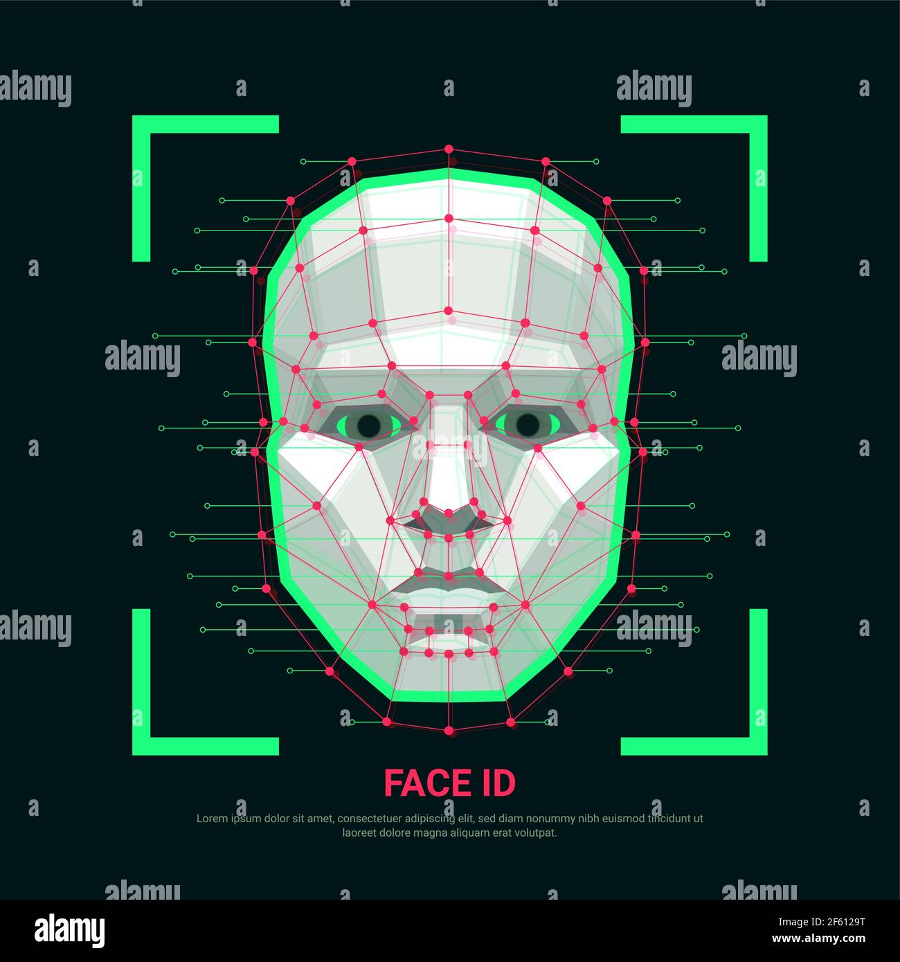 Concept d'identification des faces. Identification biométrique ou ...