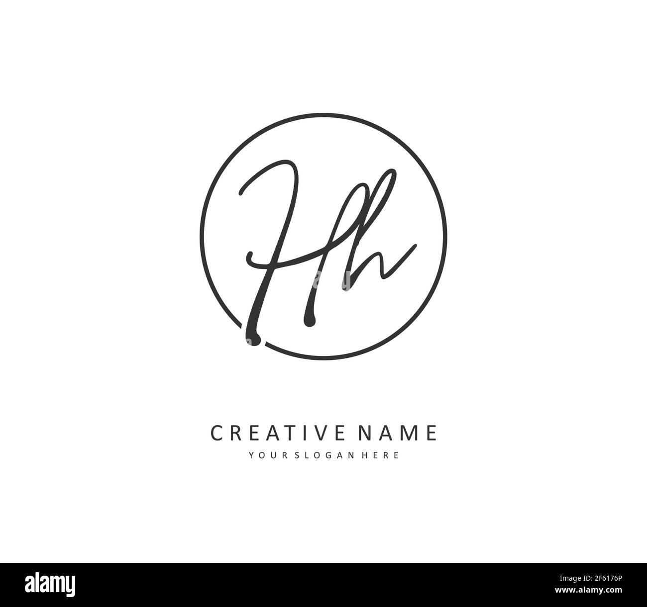 H HH lettre initiale écriture manuscrite et logo de signature. Un ...