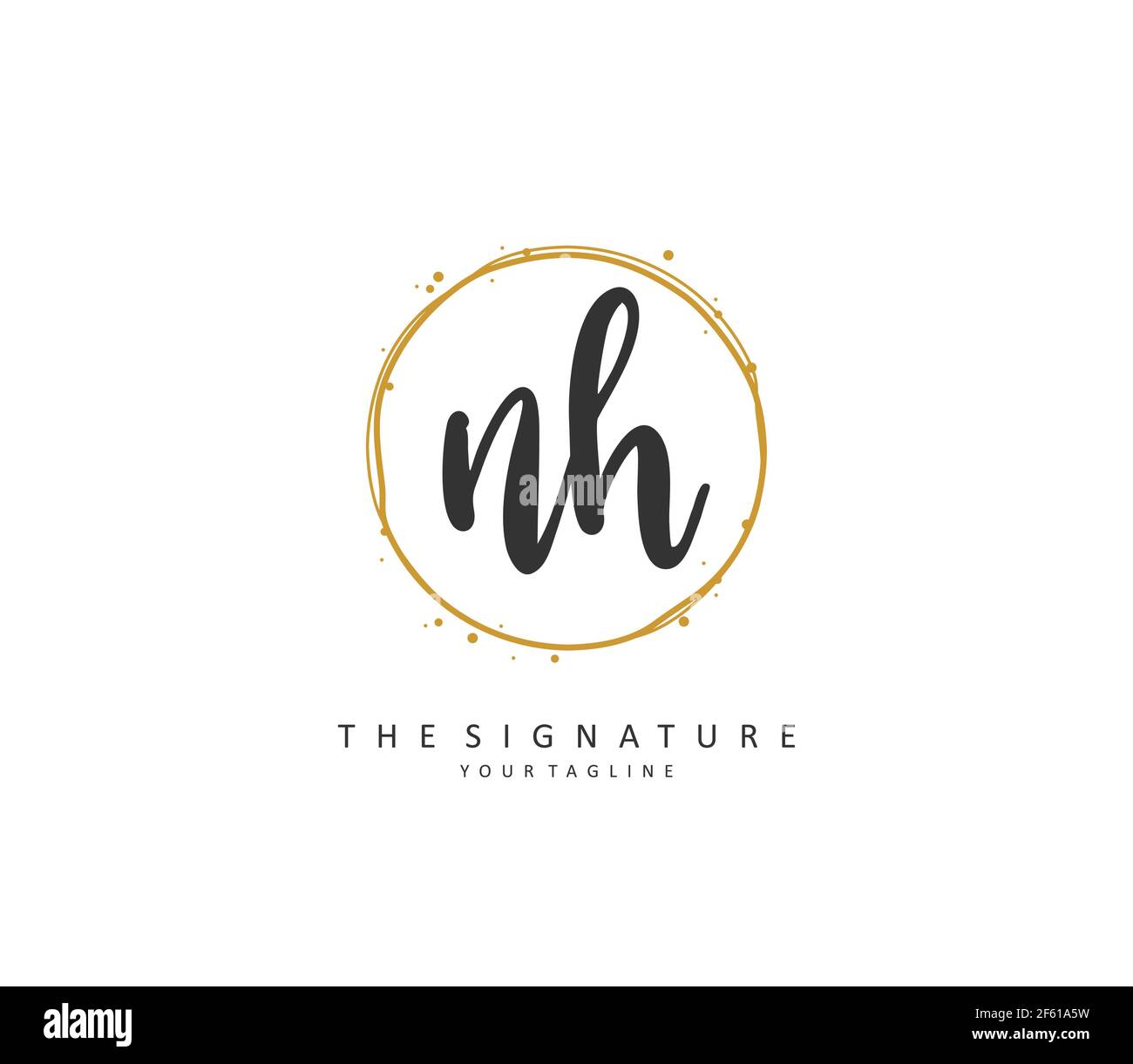 N H NH lettre initiale écriture manuscrite et logo de signature. Un ...