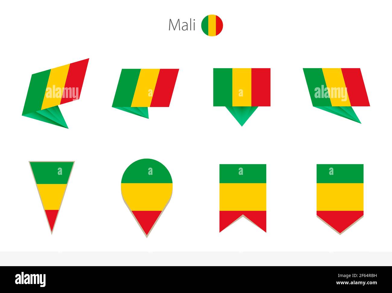 Collection de drapeaux nationaux du Mali, huit versions de drapeaux ...