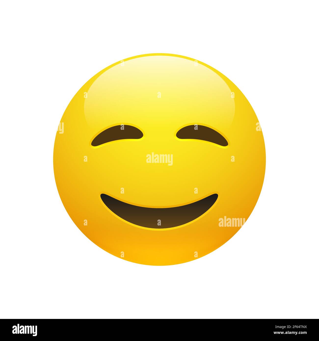 Vecteur Emoji jaune smiley visage avec les yeux fermés et la bouche sur ...