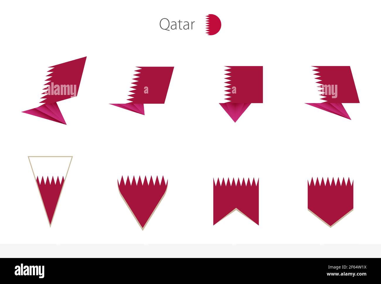 Collection de drapeaux nationaux du Qatar, huit versions de drapeaux ...