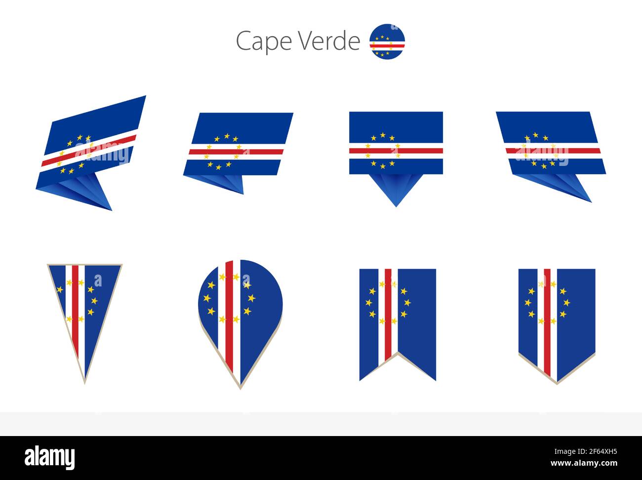 Collection de drapeaux nationaux du Cap-Vert, huit versions de drapeaux ...