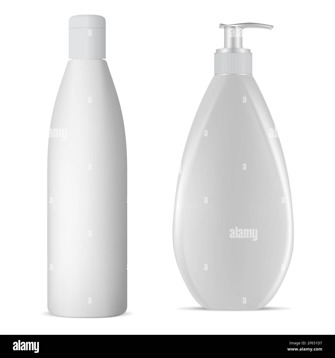 Bouteille de shampooing blanc, design crème. Flacon à pompe vide ...