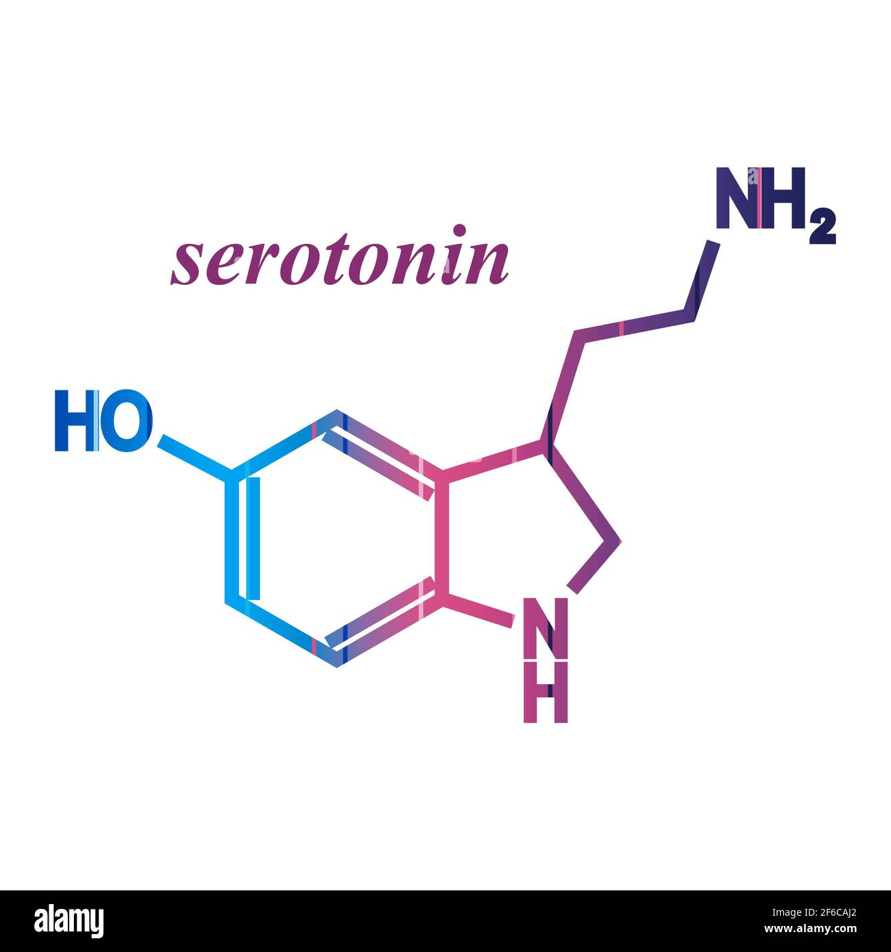 L'hormone sérotonine chimique Formule moléculaire. Illustration ...