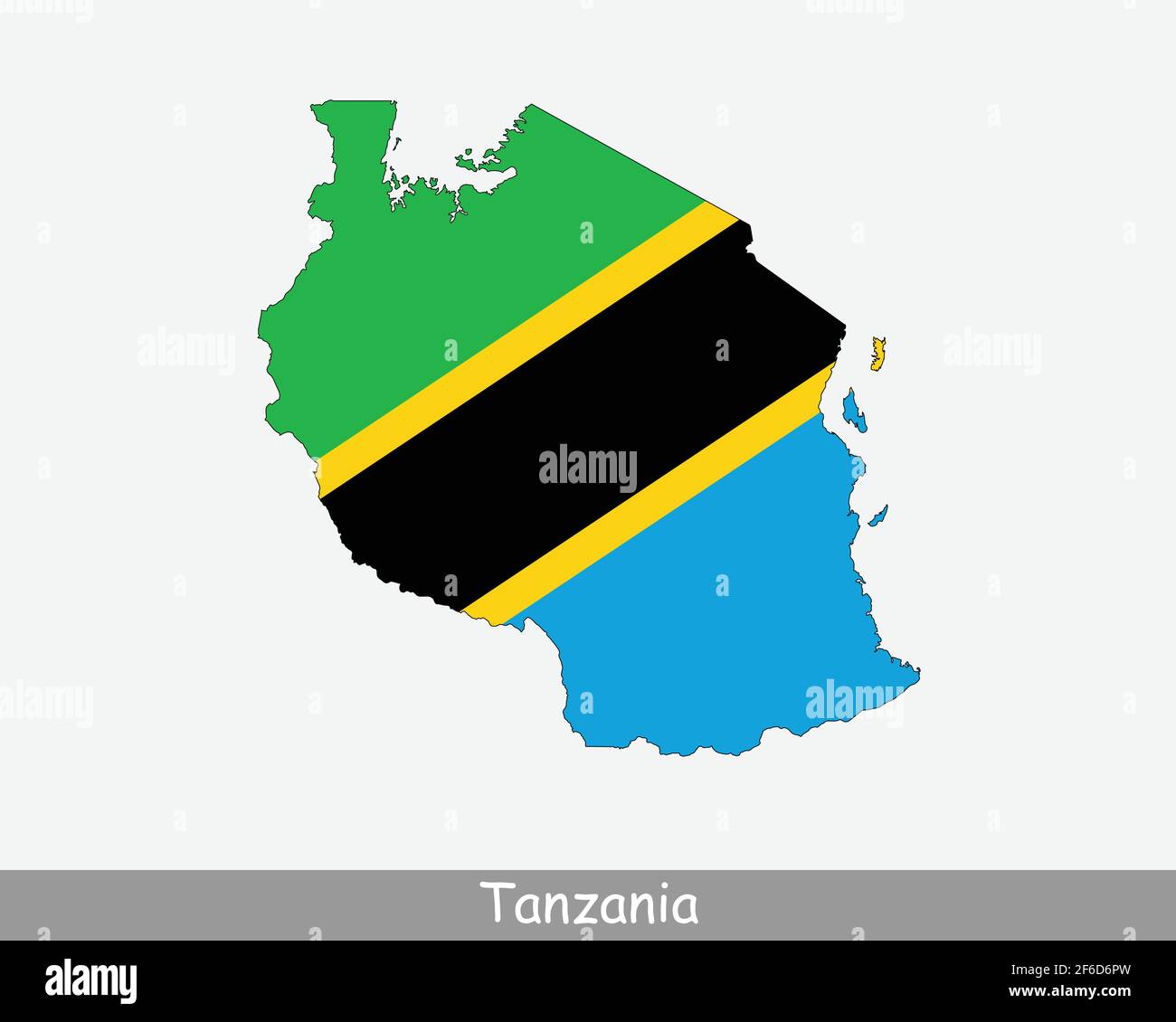 Carte du drapeau de la Tanzanie. Carte de la République-Unie de Tanzanie avec le drapeau ...