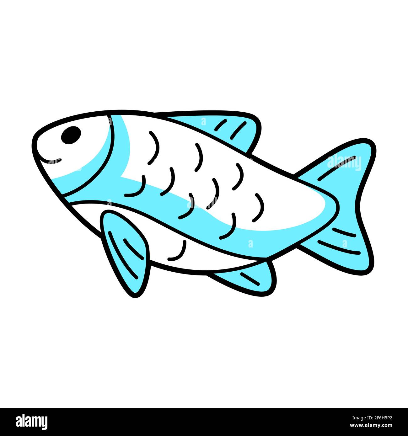 Illustration d'un joli petit poisson bleu. Icône de dessin animé Image ...