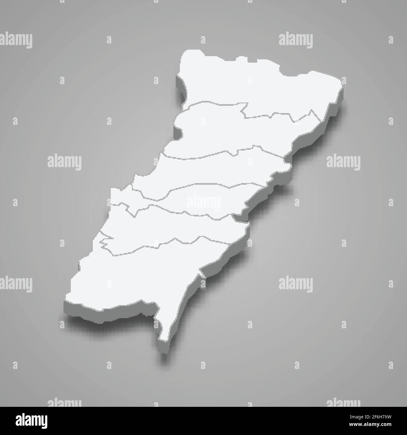 La carte isométrique 3d du Mont Liban est un gouvernorat du Liban ...