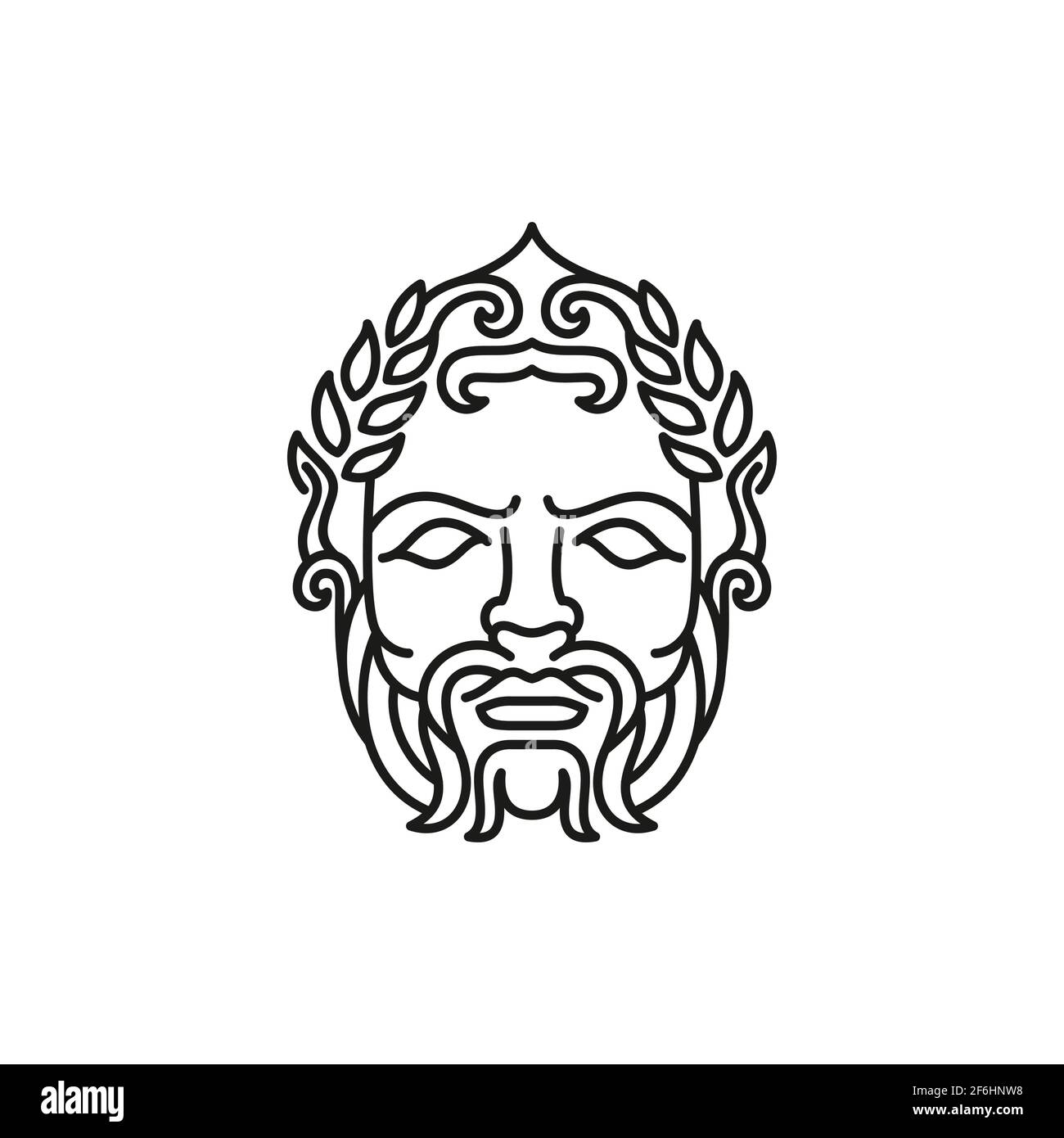 Logo d'art grec god Zeus Line. Dieu grec ancien philosophe de sculpture ...