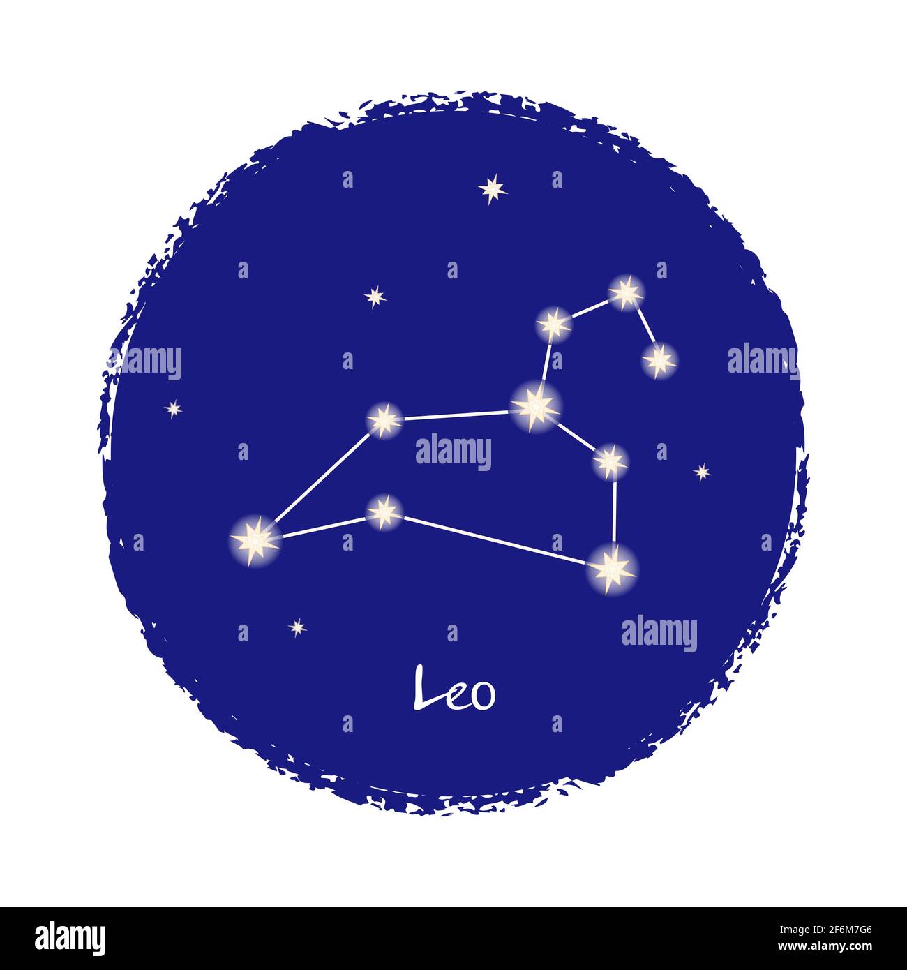 Signe de constellation du zodiaque du Lion sur fond sombre. Symbole ...