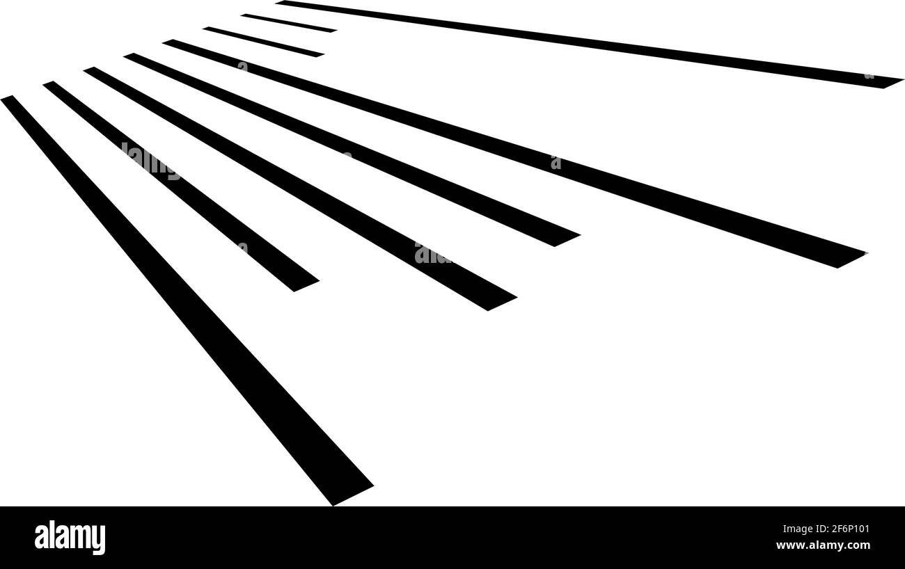 Lignes 3D dynamiques en perspective. Disparition, diminution des lignes ...