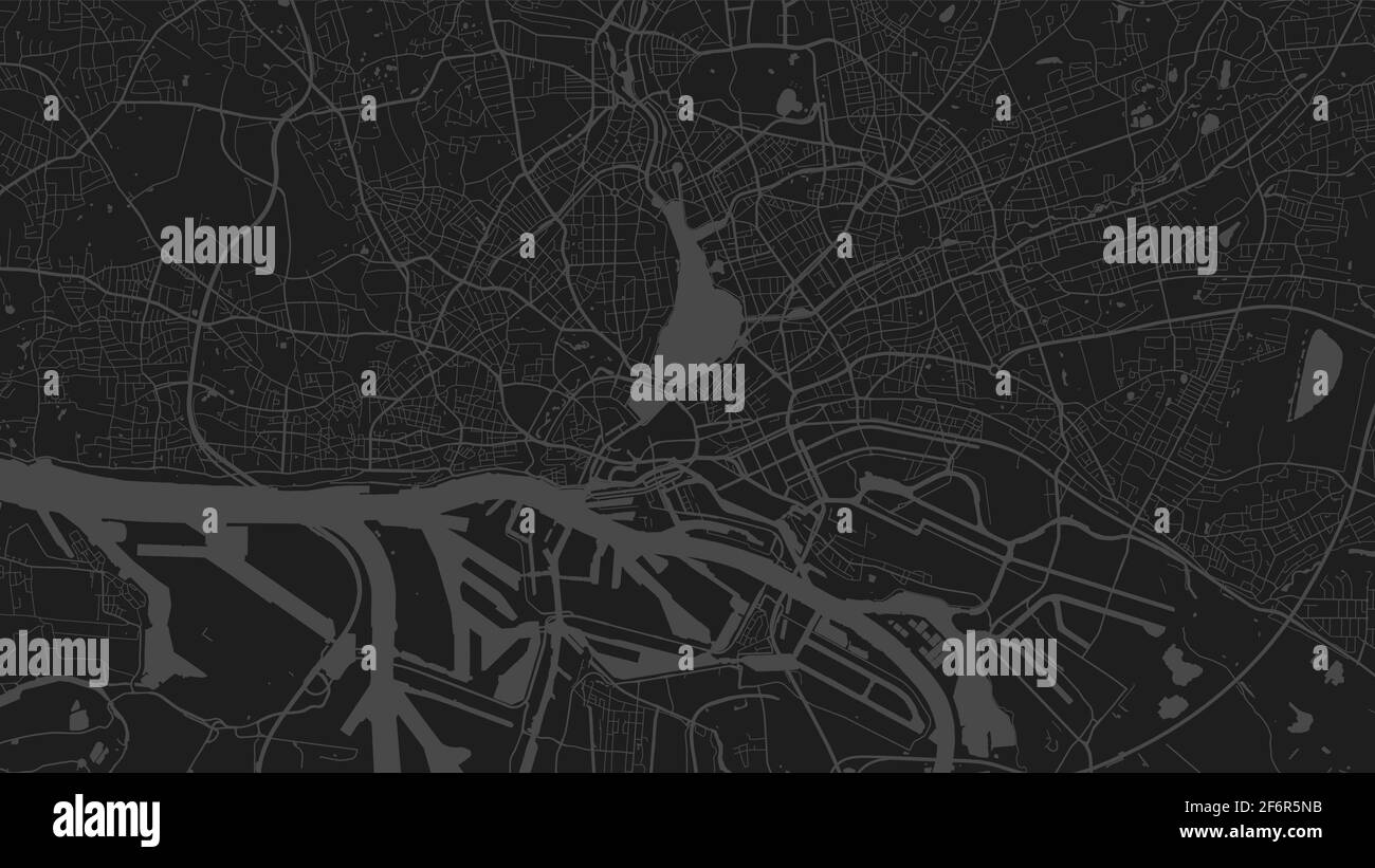Carte d'arrière-plan à vecteur gris foncé, rues de la ville de Hambourg ...