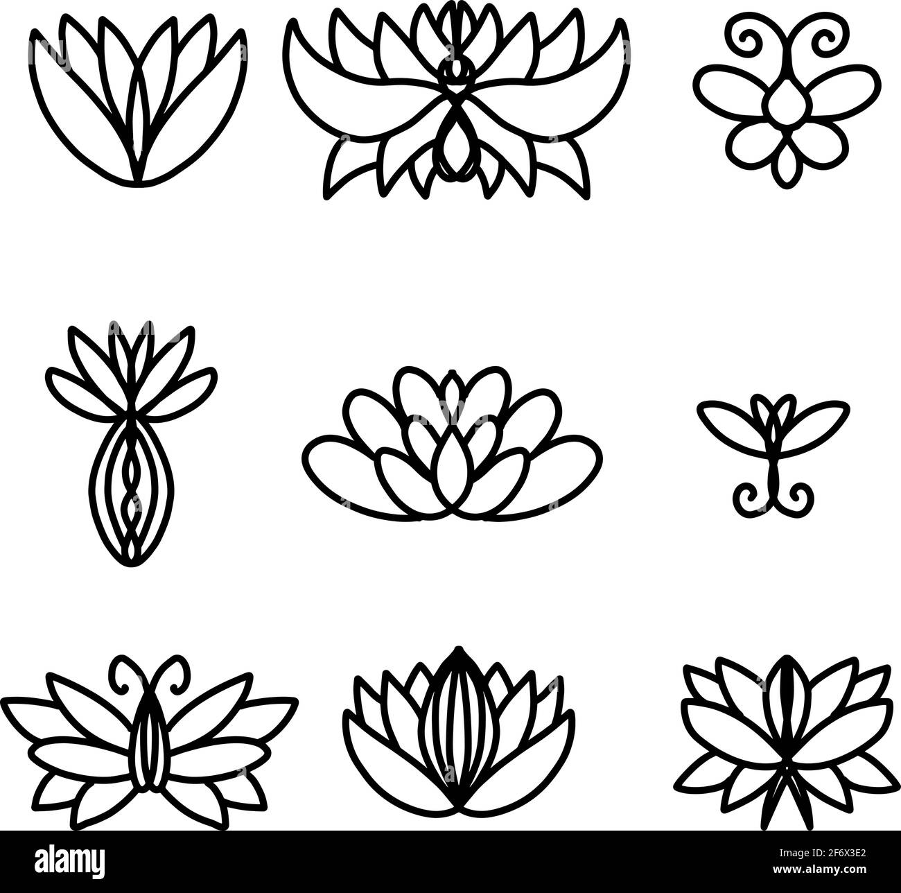 Symboles de fleurs symétriques pour logos Image Vectorielle Stock - Alamy