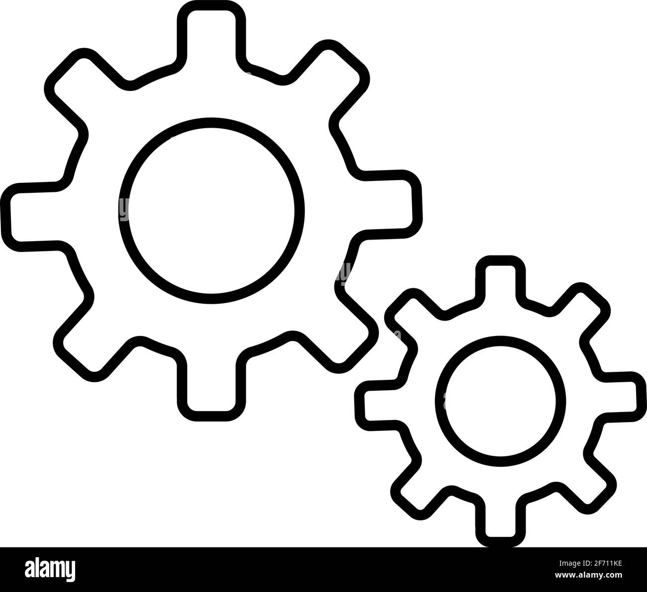 Icône d'engrenage ou de roue dentée de couleur noire sur fond blanc ...