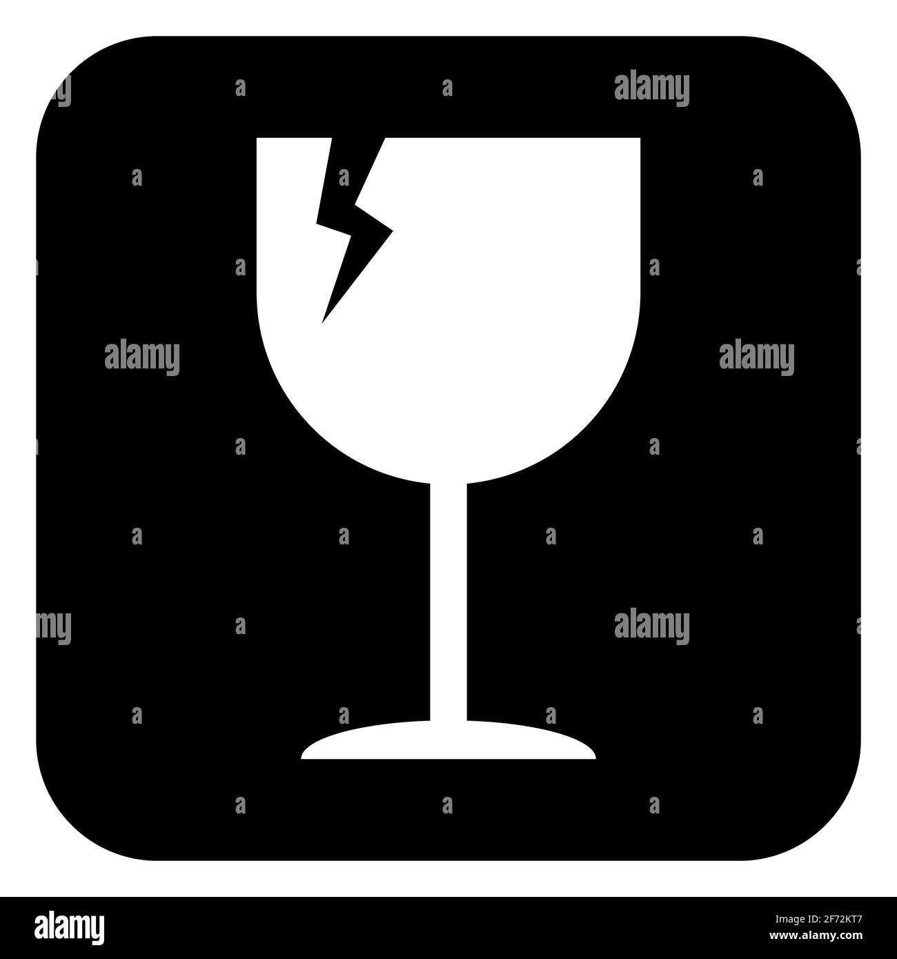 Icône plate fragile avec fissure isolée sur fond noir. Symbole de ... Icône plate fragile avec fissure isolée sur fond noir. Symbole de ...