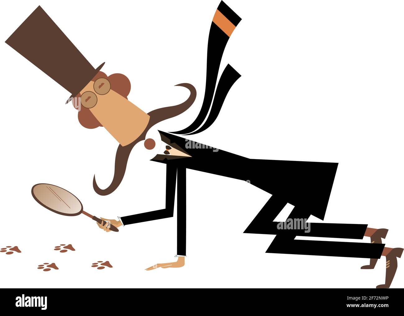 Illustration détective de la longue moustache à dessin animé. La longue ...