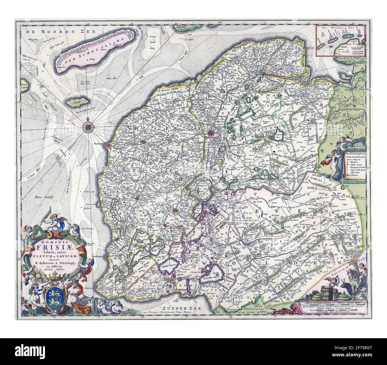 Carte de la province de Frise, gravure ancienne Photo Stock - Alamy