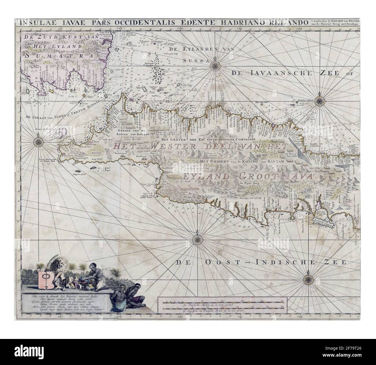 Carte de la partie ouest de Java, Gerard van Keulen, gravure ancienne Photo Stock - Alamy