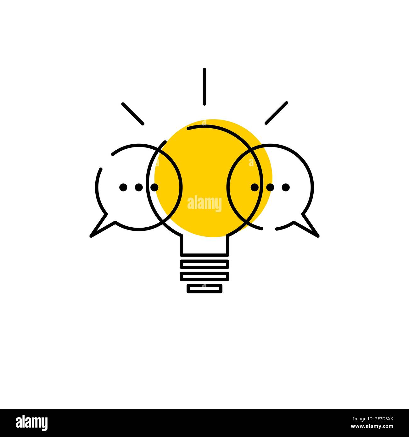 Icône brainstorming. Ampoule et deux bulles de commentaire. Logo ...
