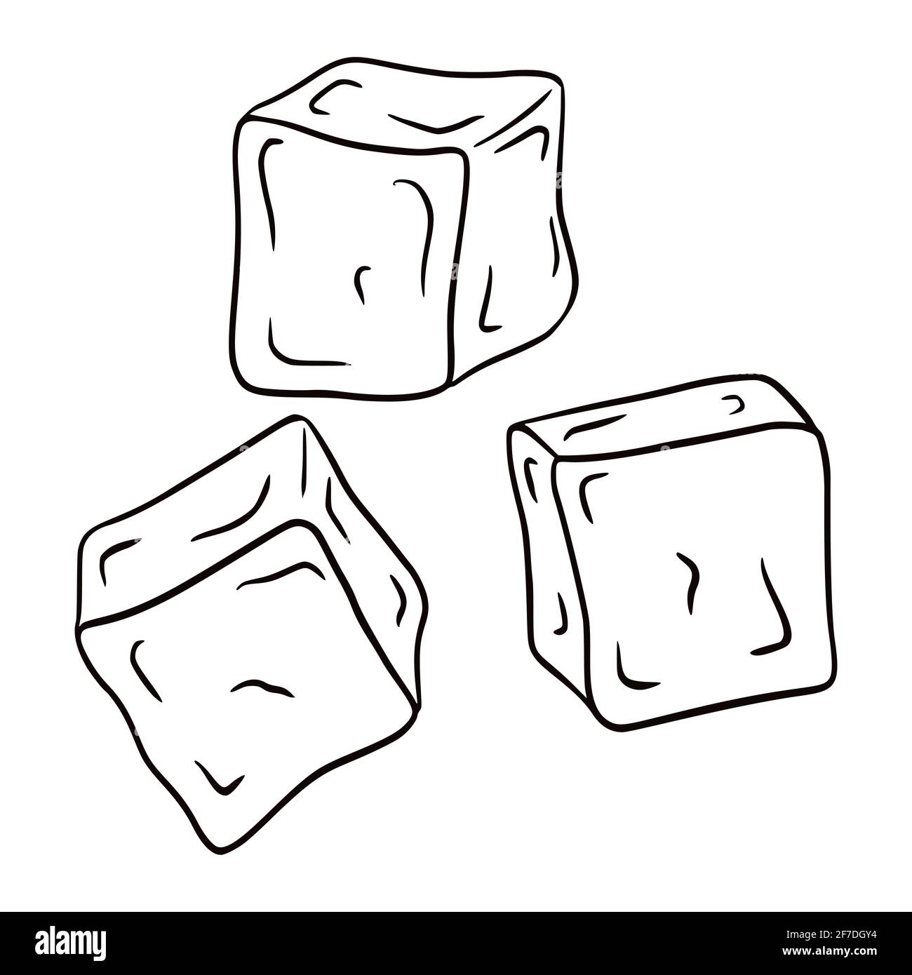 Illustration vectorielle isolée à cube de glace dessinée à la main sur ...