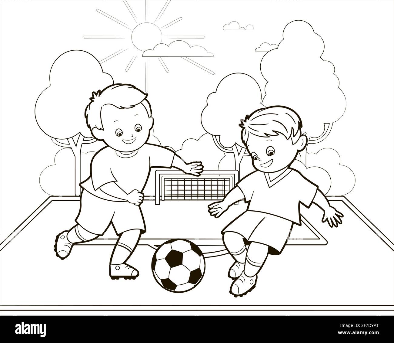 Livre De Coloriage Représentations De Garçons De Soccer Dans Diverses