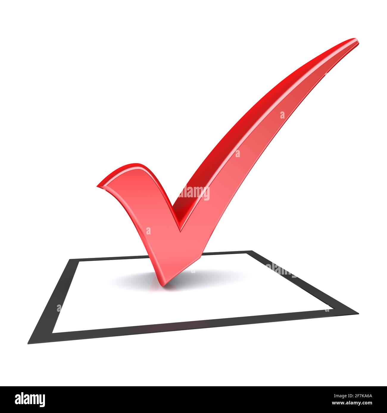 Case à cocher isolée avec coche rouge. image 3d Photo Stock - Alamy