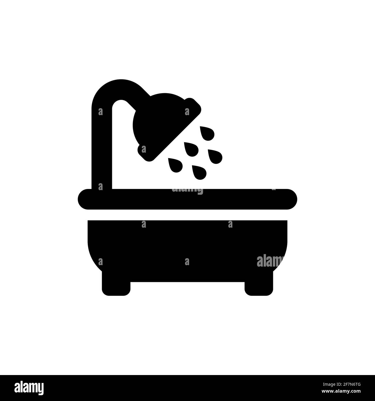 Icône vecteur de douche. Symbole de salle de bains en noir isolé sur ...