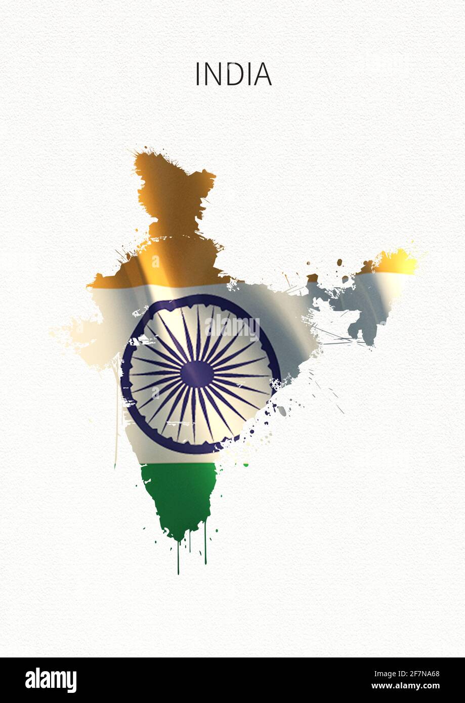 Cartes et drapeaux de l'Inde. Symboles nationaux de style aquarelle ...