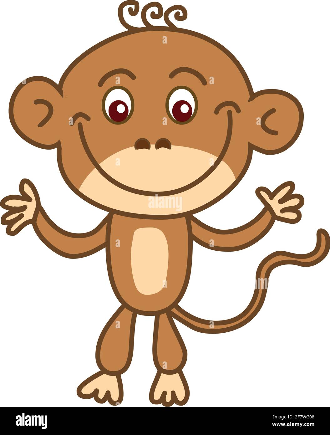 Illustartion de vecteur de dessin animé de singe heureux isolée sur ...