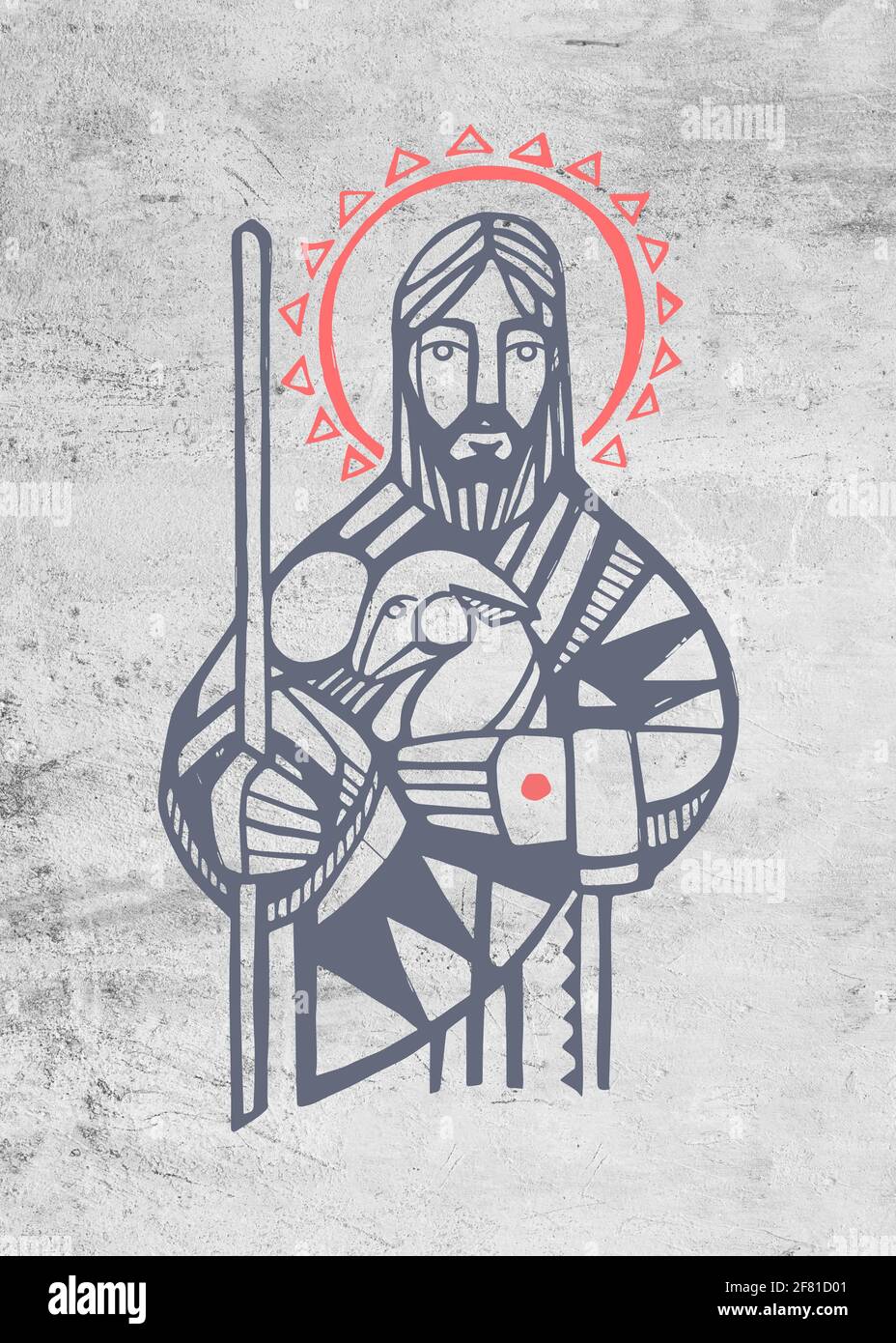 Illustration à la main ou un dessin de Jésus Christ Bon Pasteur Photo ...