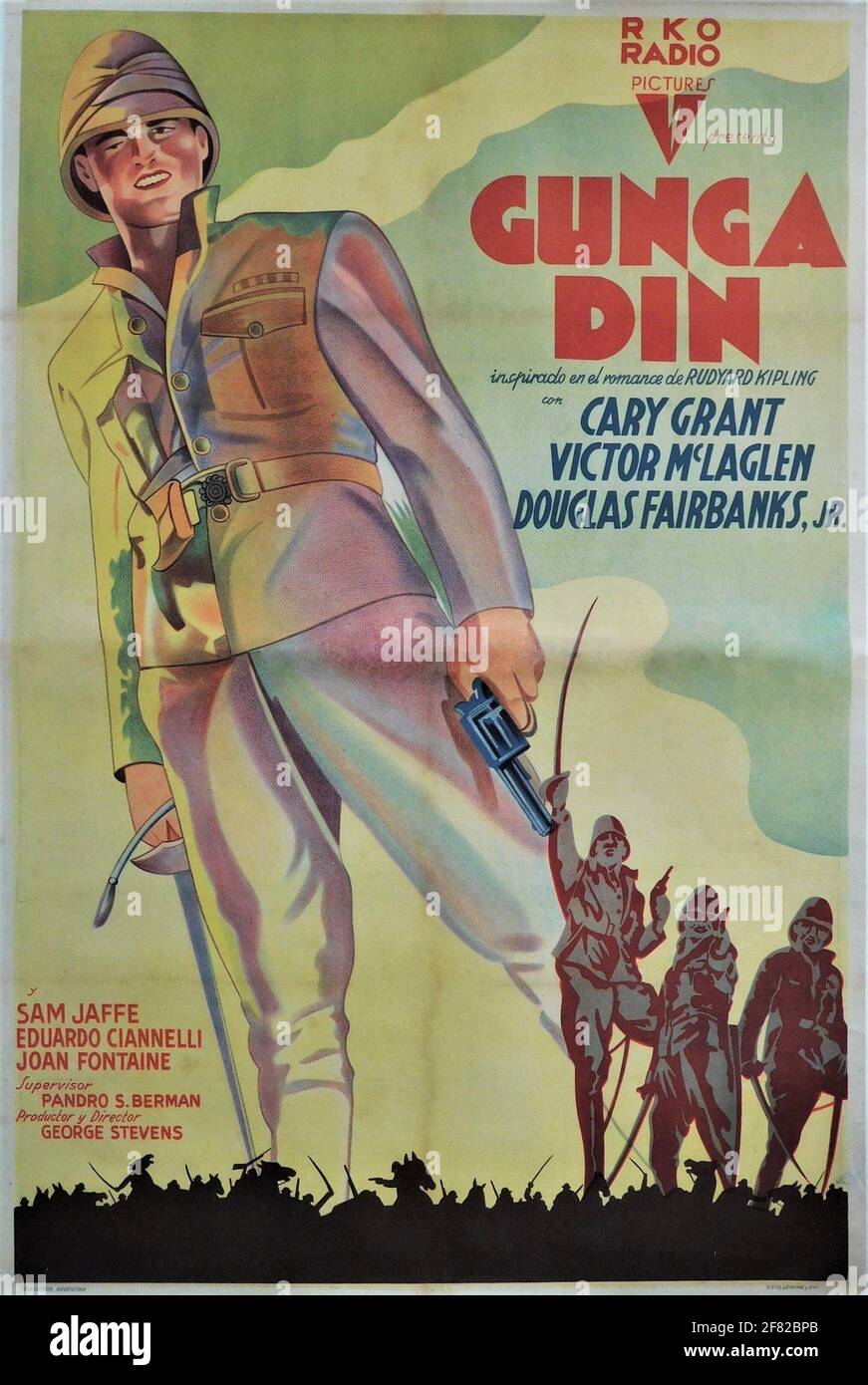 CARY GRANT VICTOR McLAGLEN et DOUGLAS FAIRBANKS Jr in GUNGA DIN 1939 ...