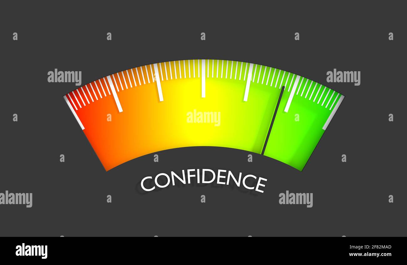 Échelle de niveau de confiance avec flèche. L'icône de l'appareil de ... Échelle de niveau de confiance avec flèche. L'icône de l'appareil de ...