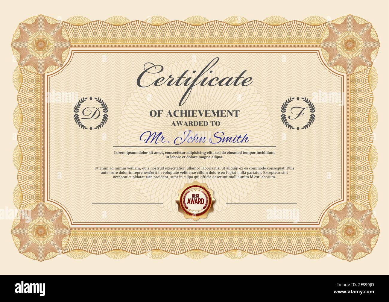 Modèle de vecteur de certificat de réalisation professionnelle ou de ...
