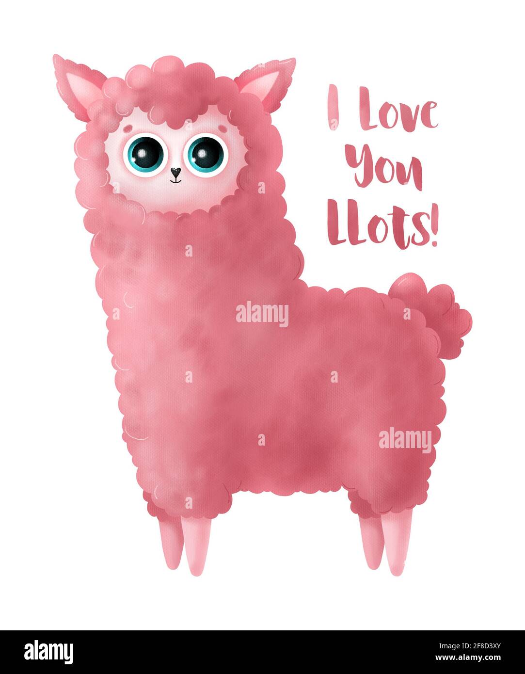 Joli lama rose isolé sur fond blanc. Drôle de dessin animé llama ...