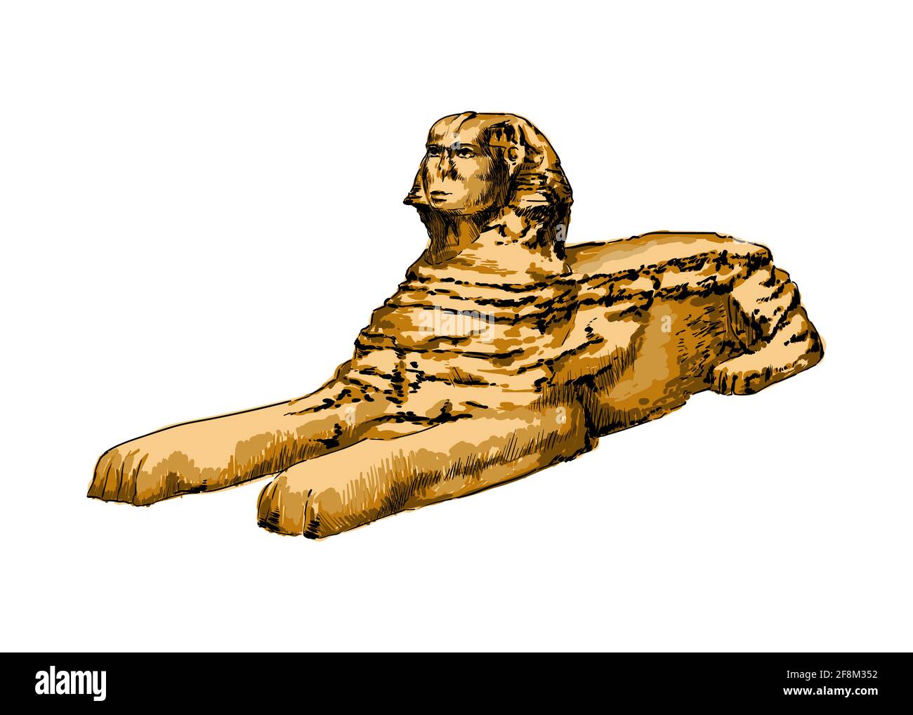 Grand Sphinx de Gizeh d'un jet d'aquarelle, dessin coloré, réaliste ...