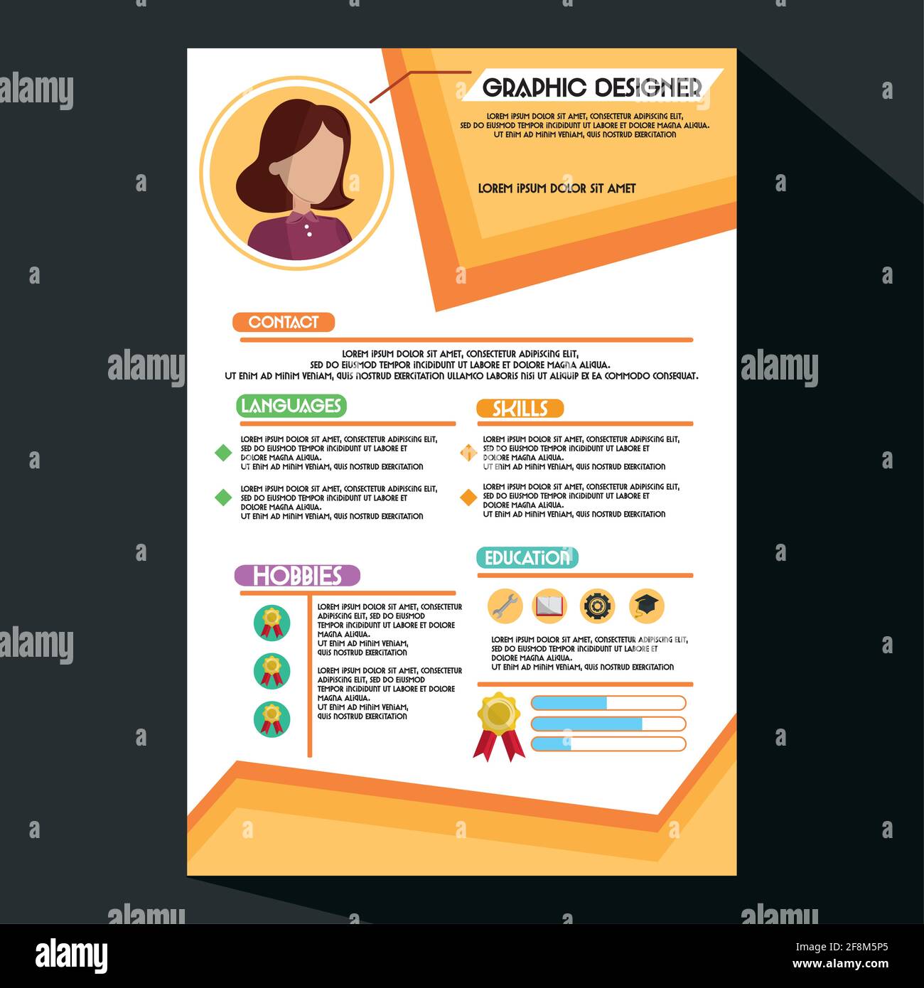 modèle professionnel de graphiste de cv Image Vectorielle Stock - Alamy
