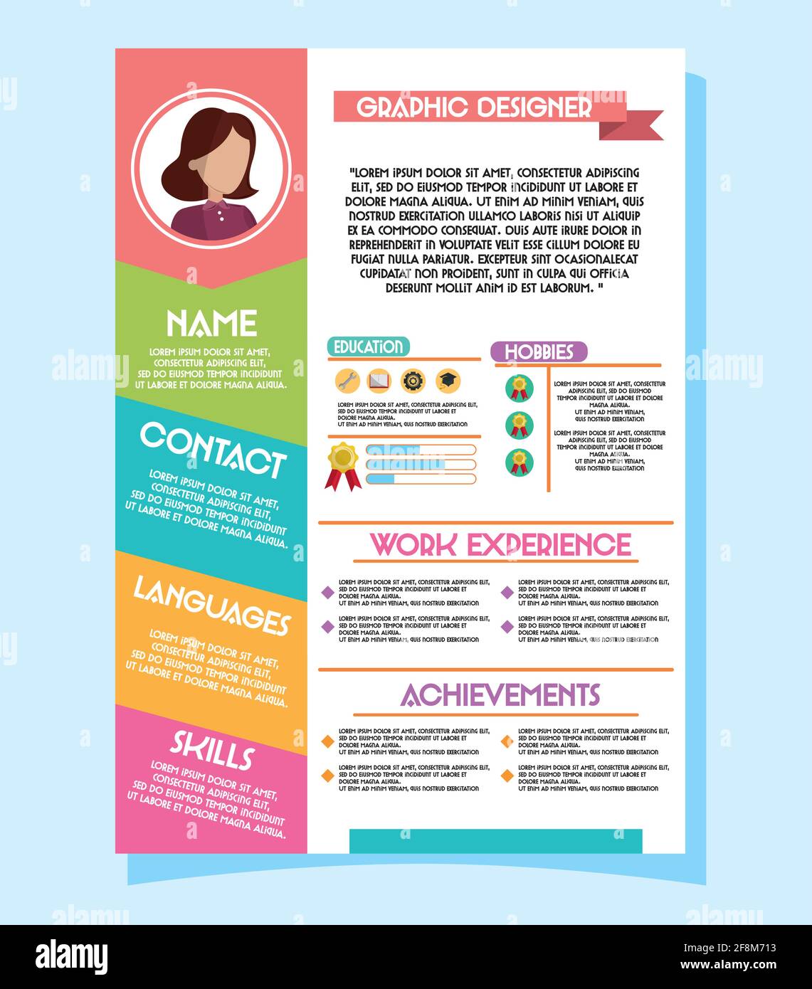 Curriculum vitae cv resume template Banque d'images vectorielles - Page ...