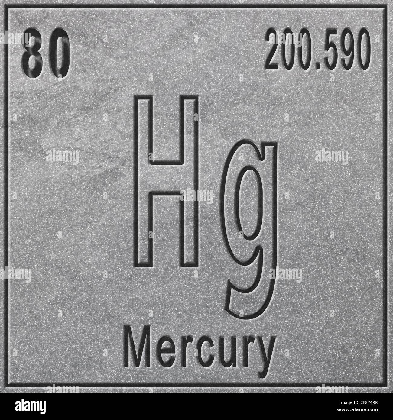 Élément chimique du mercure, signe avec numéro atomique et poids ...