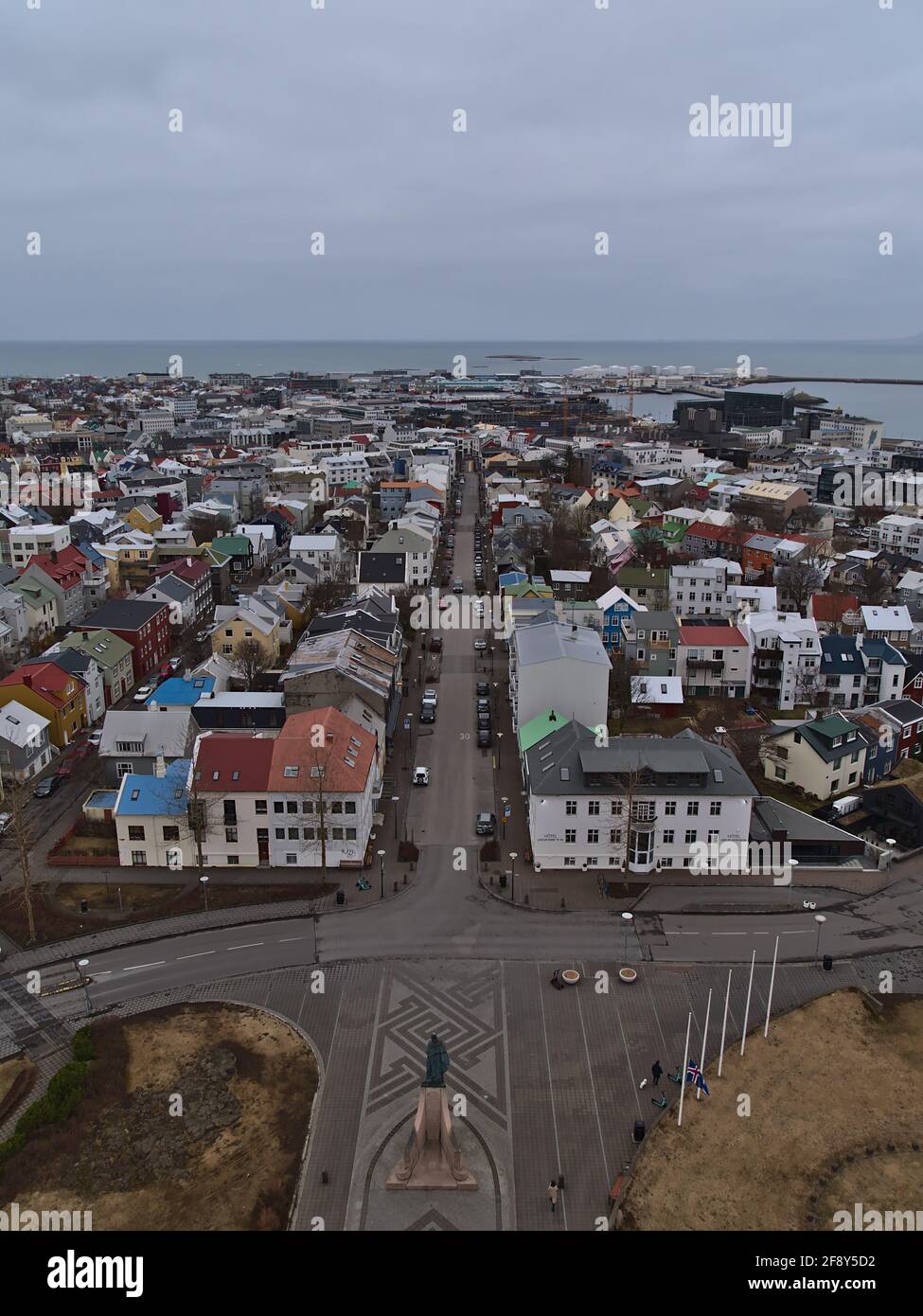 Vue aérienne sur le centre-ville de Reykjavik, capitale de l'Islande ...