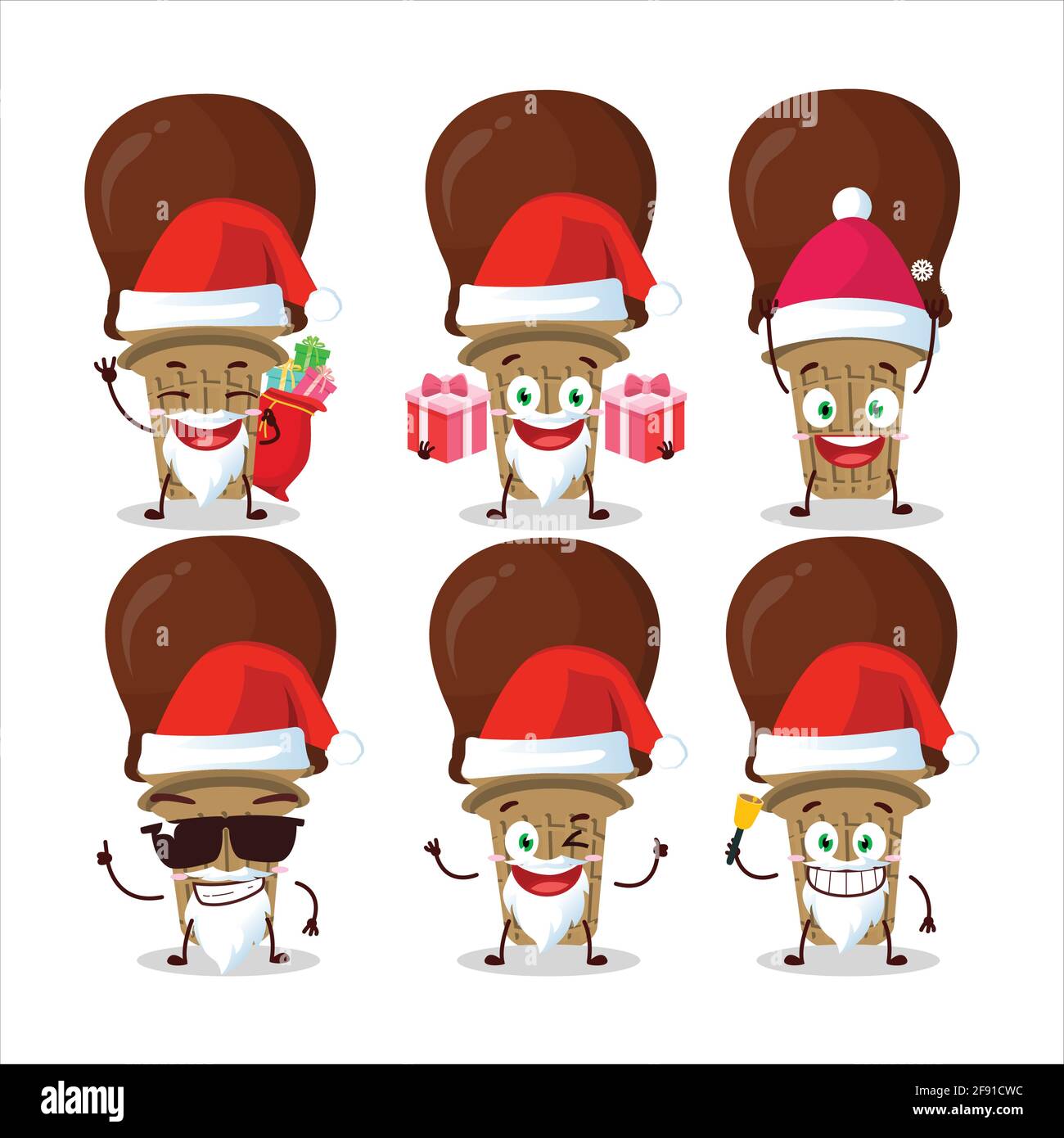 Émoticônes du Père Noël avec personnage de dessin animé chocolat à la ...