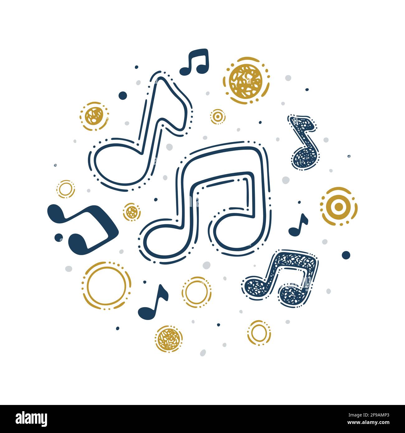 Musique. Notes de musique signes et symboles dessinés à la main. Doodle ...