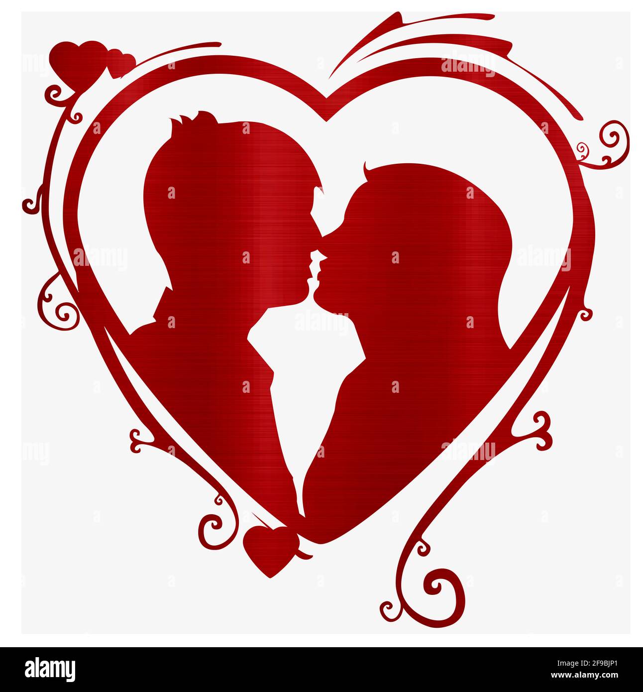 Cœur amour couple kiss illustration couleur rouge métallique Photo ...