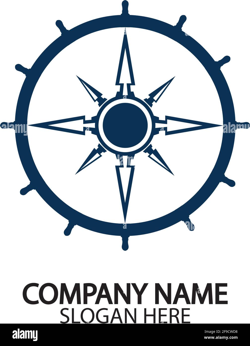 Navire volant et conpass rose symbole de navigation ou le logo isolé ...