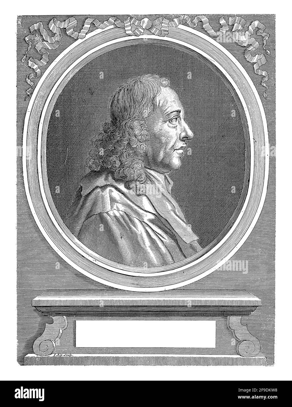Portrait buste de Marcello Malpighi, docteur et anatomiste à Bologne et ...