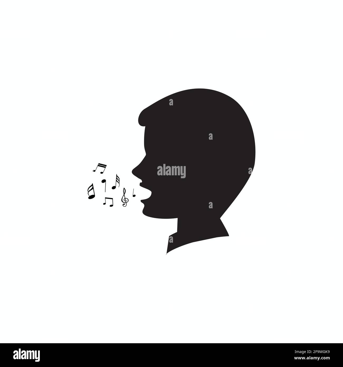 Homme chantant vecteur sur fond blanc. Symbole ou vecteur de la tête ...