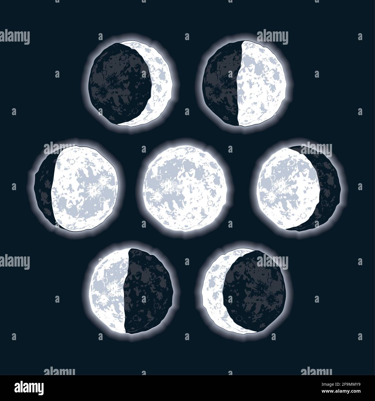 Les phases de la lune descendante Banque d'images vectorielles - Alamy
