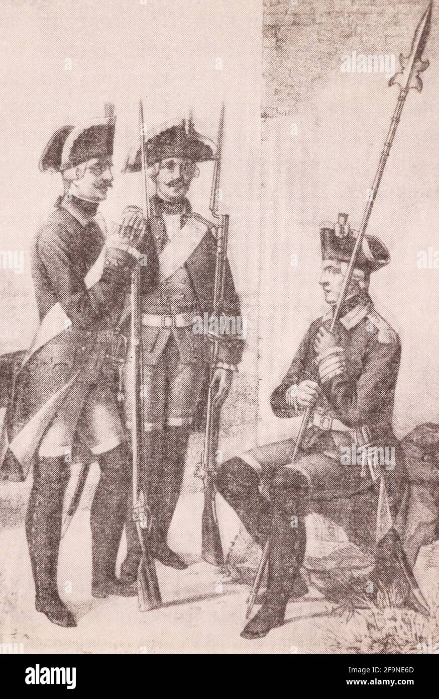 Soldats et sergeant des compagnies mousquetaires des régiments ...